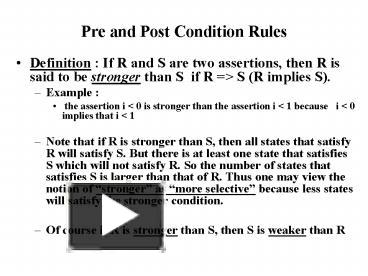PPT – Pre and Post Condition Rules PowerPoint presentation | free to ...
