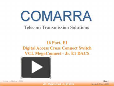 E1 MegaConnect Jr. Digital Access Cross Connect presentation | free to view