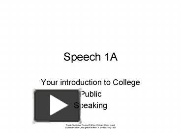 PPT – Speech 1A PowerPoint presentation | free to view - id: da8ae-ZDc1Z
