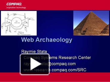 PPT – Web Archaeology PowerPoint presentation | free to download - id ...