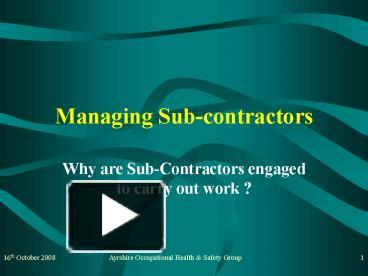 Managing Subcontractors presentation | free to view