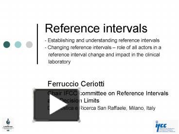 Reference intervals Establishing and understanding reference intervals ...