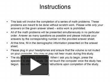 Instructions presentation | free to view