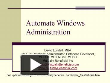 Automate Windows Administration presentation | free to view