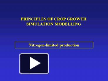 PRINCIPLES OF CROP GROWTH SIMULATION MODELLING presentation | free to view