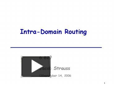 IntraDomain Routing presentation | free to download
