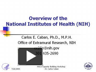 Overview of the National Institutes of Health NIH presentation | free ...