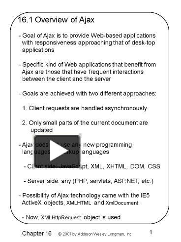 16.1 Overview of Ajax presentation | free to view