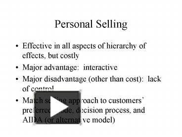 Personal Selling presentation | free to view