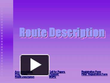 Route Description presentation | free to view