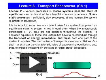 Lecture 3' Transport Phenomena Ch'1 presentation | free to view