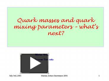 Quark masses and quark mixing parameters whats next presentation | free ...
