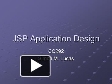 JSP Application Design presentation | free to view