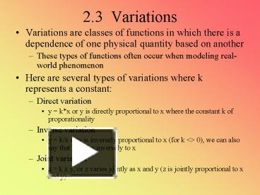 PPT – 2'3 Variations PowerPoint presentation | free to view - id: decb7 ...
