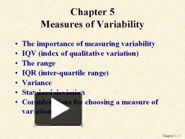 Chapter 5 Measures of Variability presentation | free to view