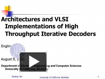 PPT – Architectures and VLSI Implementations of High Throughput ...