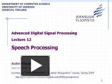 Advanced Digital Signal Processing presentation | free to view