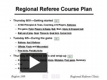 PPT – Regional Referee Course Plan PowerPoint presentation | free to ...