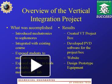 PPT – Overview of the Vertical Integration Project PowerPoint ...