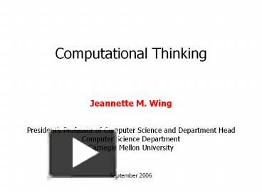 Computational Thinking presentation | free to download