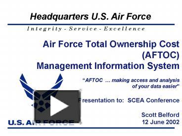 Air Force Total Ownership Cost AFTOC Management Information System ...