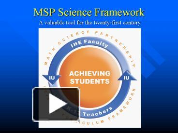 MSP Science Framework presentation | free to view