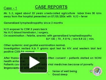 CASE REPORTS presentation | free to view