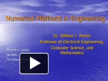 Numerical Methods in Engineering presentation | free to view