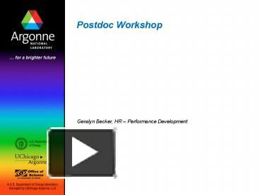 Postdoc Workshop presentation | free to view