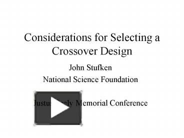 PPT – Considerations for Selecting a Crossover Design PowerPoint ...