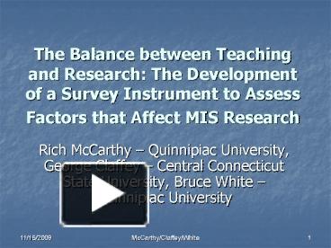 The Balance between Teaching and Research: The Development of a Survey ...