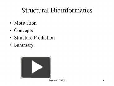 Structural Bioinformatics presentation | free to download