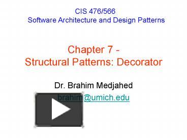 PPT – Chapter 7 Structural Patterns: Decorator PowerPoint presentation ...
