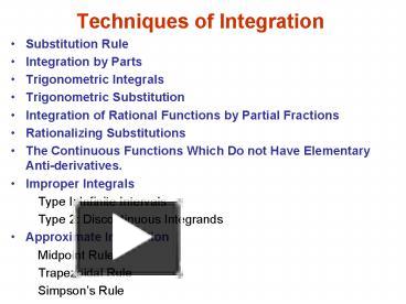 Techniques of Integration presentation | free to view