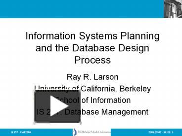 PPT – Information Systems Planning and the Database Design Process ...