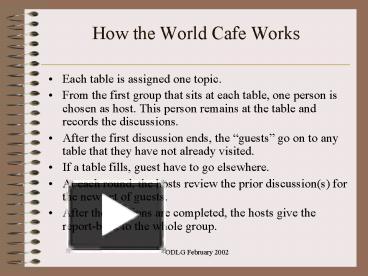 How the World Cafe Works presentation | free to view