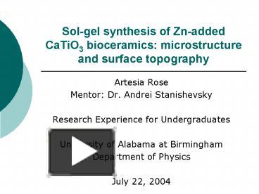 Solgel synthesis of Znadded CaTiO3 bioceramics: microstructure and ...