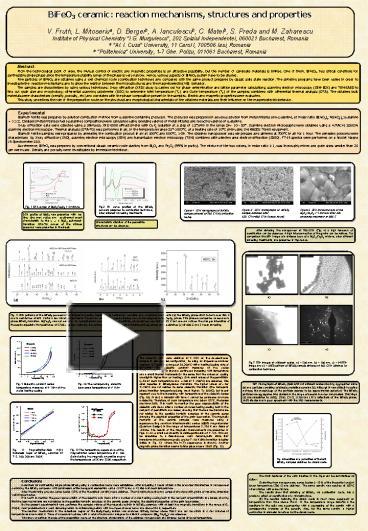 BiFeO3 ceramic: reaction mechanisms, structures and properties V' Fruth ...