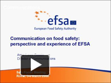 EFSA European Food Safety Authority presentation | free to view