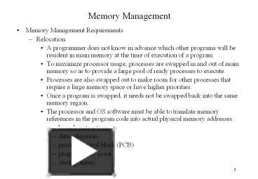PPT – Memory Management PowerPoint presentation | free to download - id ...