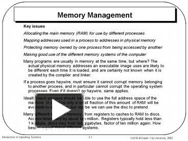 PPT – Memory Management PowerPoint presentation | free to view - id ...