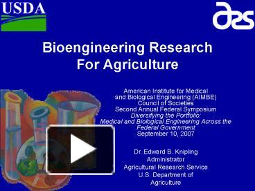 PPT – Bioengineering Research For Agriculture PowerPoint presentation ...