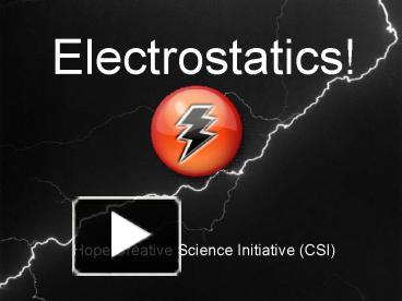 Electrostatics presentation | free to view