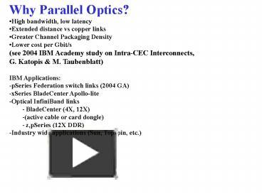 PPT – Why Parallel Optics PowerPoint presentation | free to view - id ...