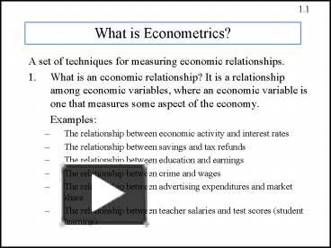 What is Econometrics presentation | free to download