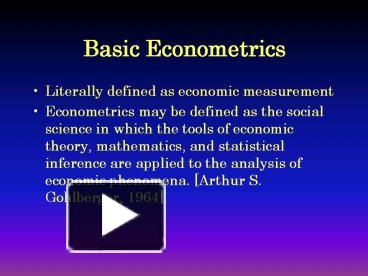 Basic Econometrics presentation | free to view