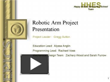 Robotic Arm Project Presentation presentation | free to view