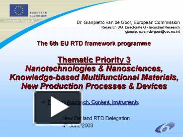 PPT – The 6th EU RTD framework programme Thematic Priority 3 ...