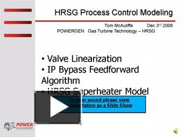 HRSG Modeling for Process Control presentation | free to view