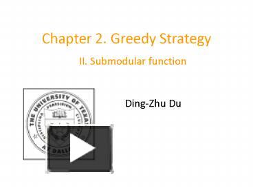 PPT – Chapter 2' Greedy Strategy PowerPoint presentation | free to ...
